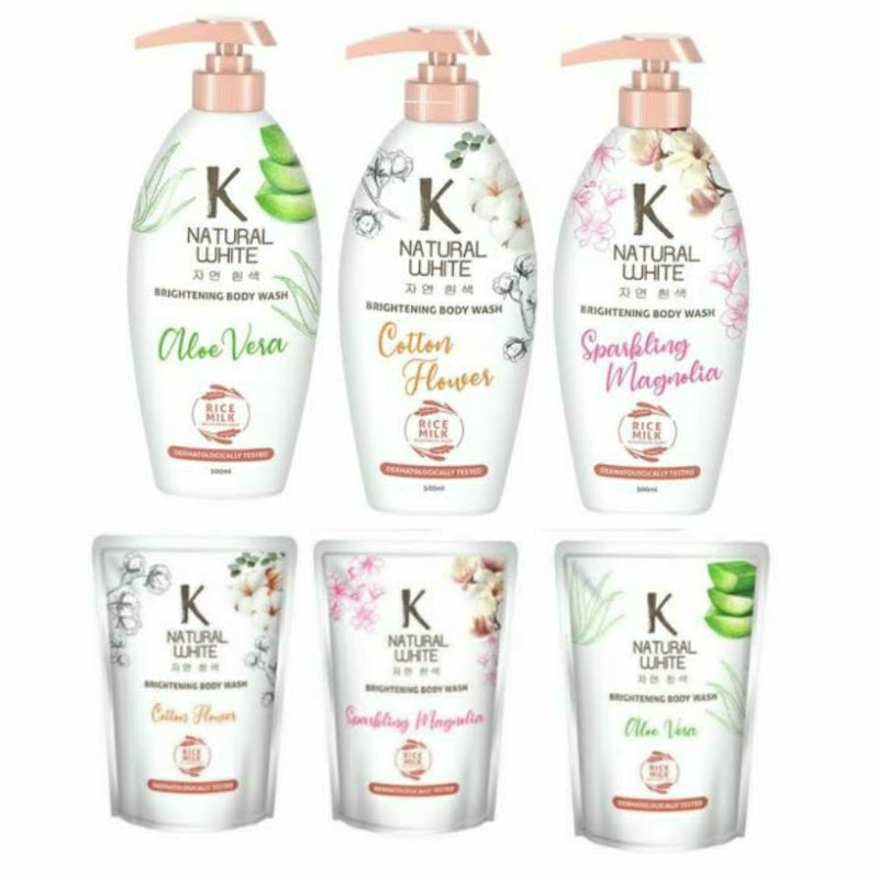 Jual K Natural White Brightening Body Wash 400ml / bar soap / sabun batan 85gr PUMP 500ml ...