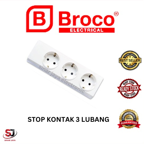 Jual BROCO STOP KONTAK 3 LUBANG / TERMINAL BROCO 3 LUBANG / STOP KONTAK ...