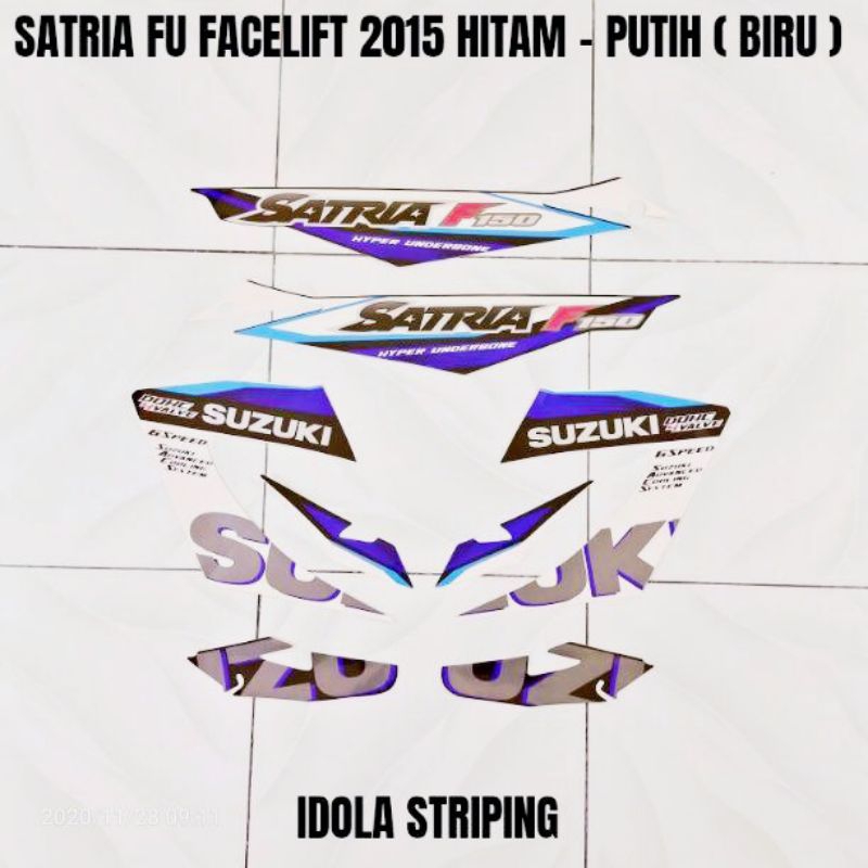 Jual Striping Satria FU Facelift 2015 Hitam Putih ( Biru ) | Shopee ...