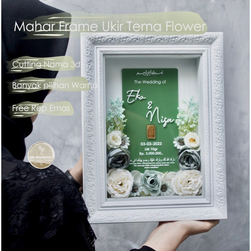 Jual Mahar Custom Elegan Tema Floral - Mahar Akrilik - Mahar ukir ...