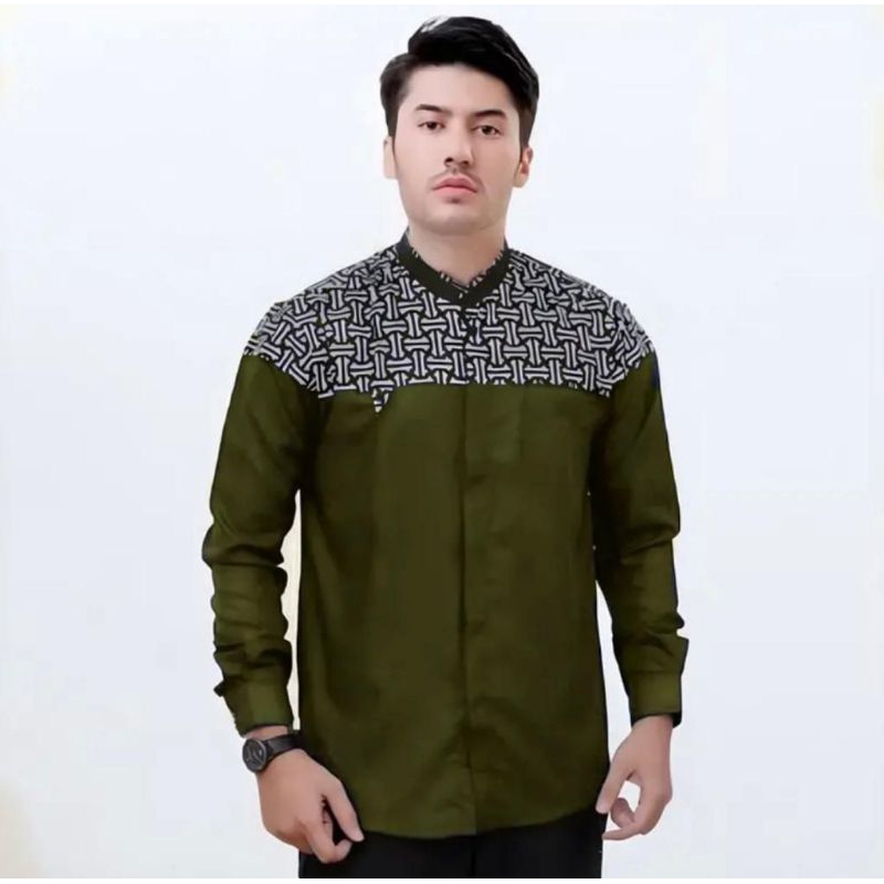 Jual Baju Koko Dewasa Motif Falcon Kombinasi Batik Terbaru Warna Putih ...