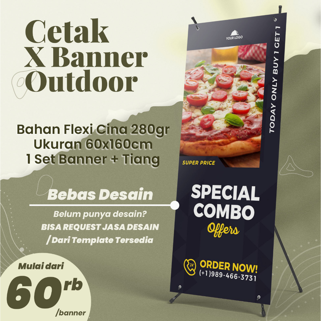 Jual Cetak Paket XBanner Bahan Flexi Ukuran 60 x 160 cm MURAH / Spanduk XBanner Sepaket Banner ...