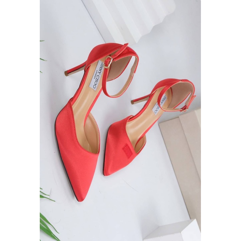 Jual Sepatu Wanita Pita Besar Jcs003 Jc Satin Pumps Heel | Shopee Indonesia