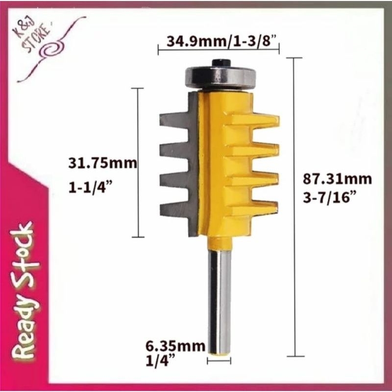 Jual Mata profil kayu 1/4" Shank finger joint T type cone tenon milling ...