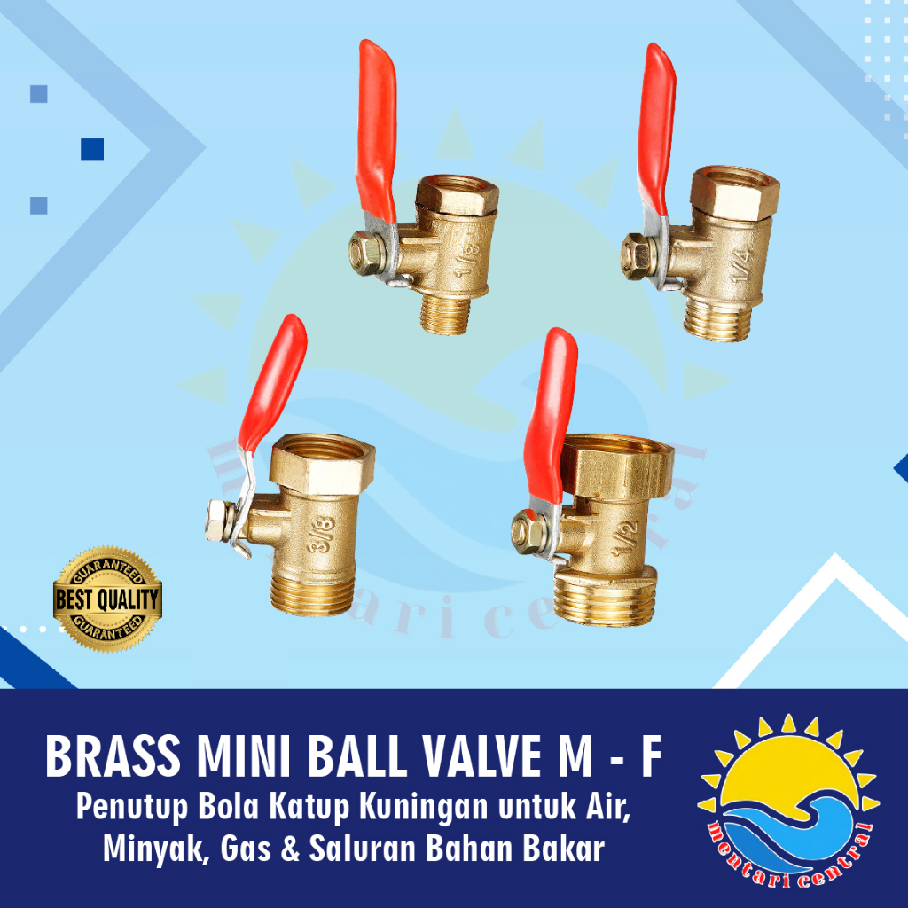 Jual BALL VALVE / STOP KRAN / KERAN KUNINGAN male to female M-F 1/4 1/2 3/8 1/8 | Shopee Indonesia