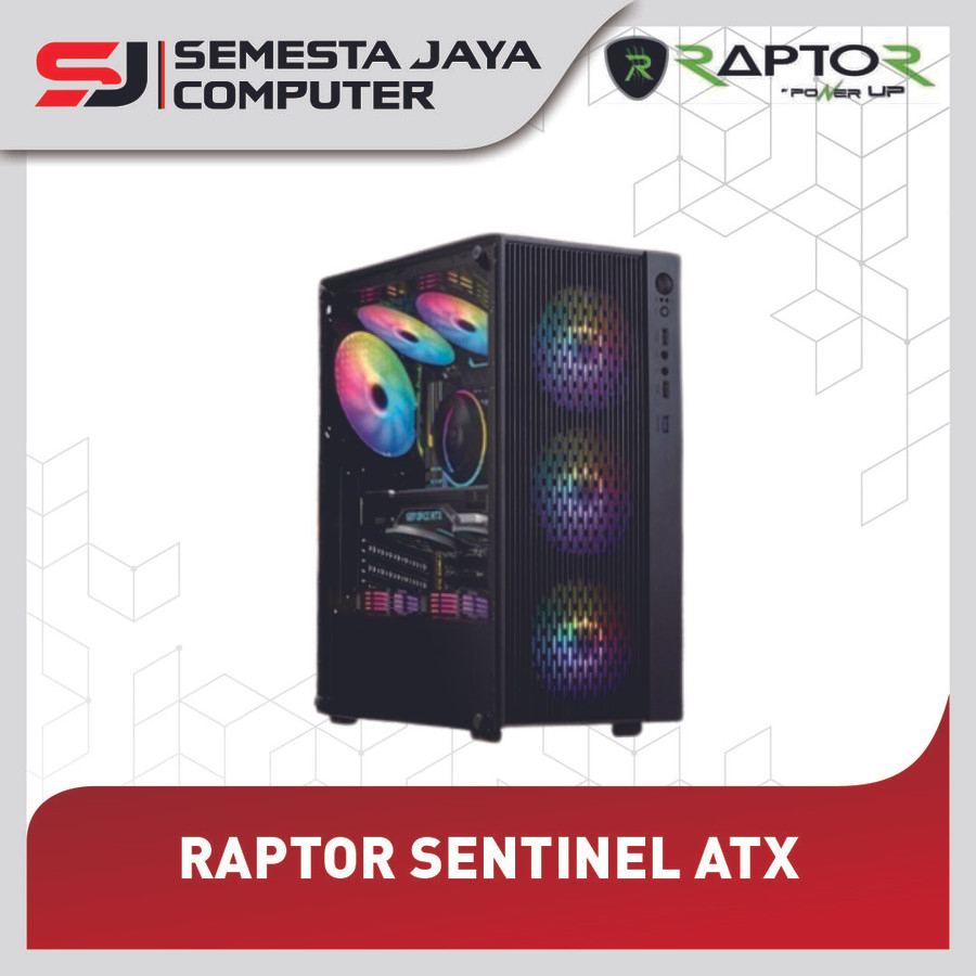 Jual Casing Power Up RAPTOR SENTINEL ATX Gaming Case include 3 FAN RGB ...