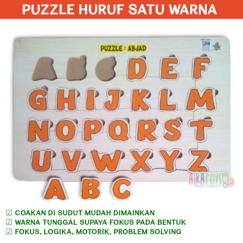 Jual Puzzle Warna Netral Huruf Besar Kayu Easy Pick Mainan Edukasi ...