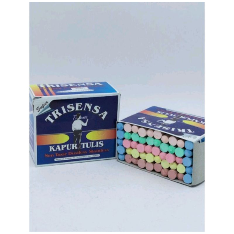 Jual KAPUR TULIS WARNA MERK TRISENSA(ISI 50PCS) | Shopee Indonesia