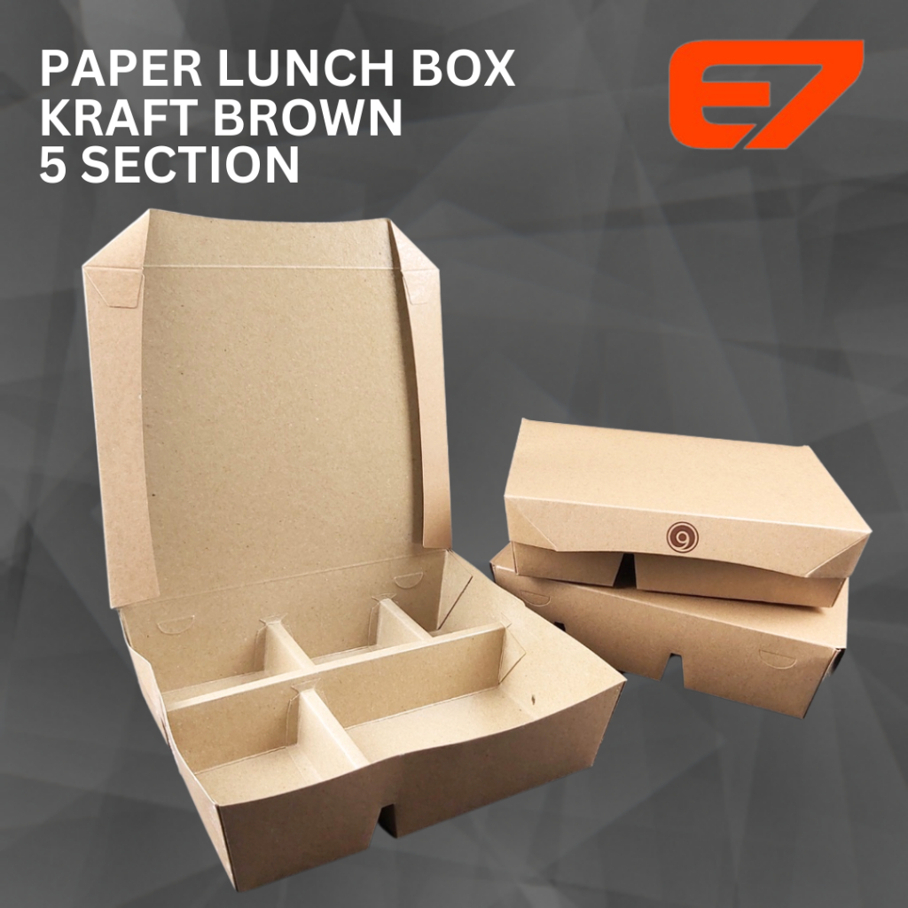Jual Paper Lunch Box Kraft Brown Sekat 5 - Bento Box Kertas, Kertas ...