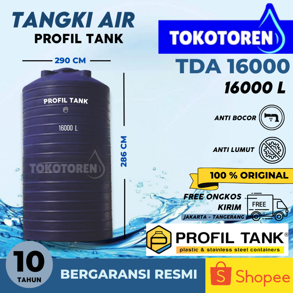 Jual TOREN / TANGKI AIR PROFIL TANK TDA 16000 LITER GARANSI RESMI 10 ...