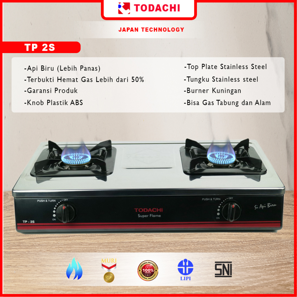 Jual Todachi Kompor Gas 2 Tungku 70 cm (TP2S) | Shopee Indonesia