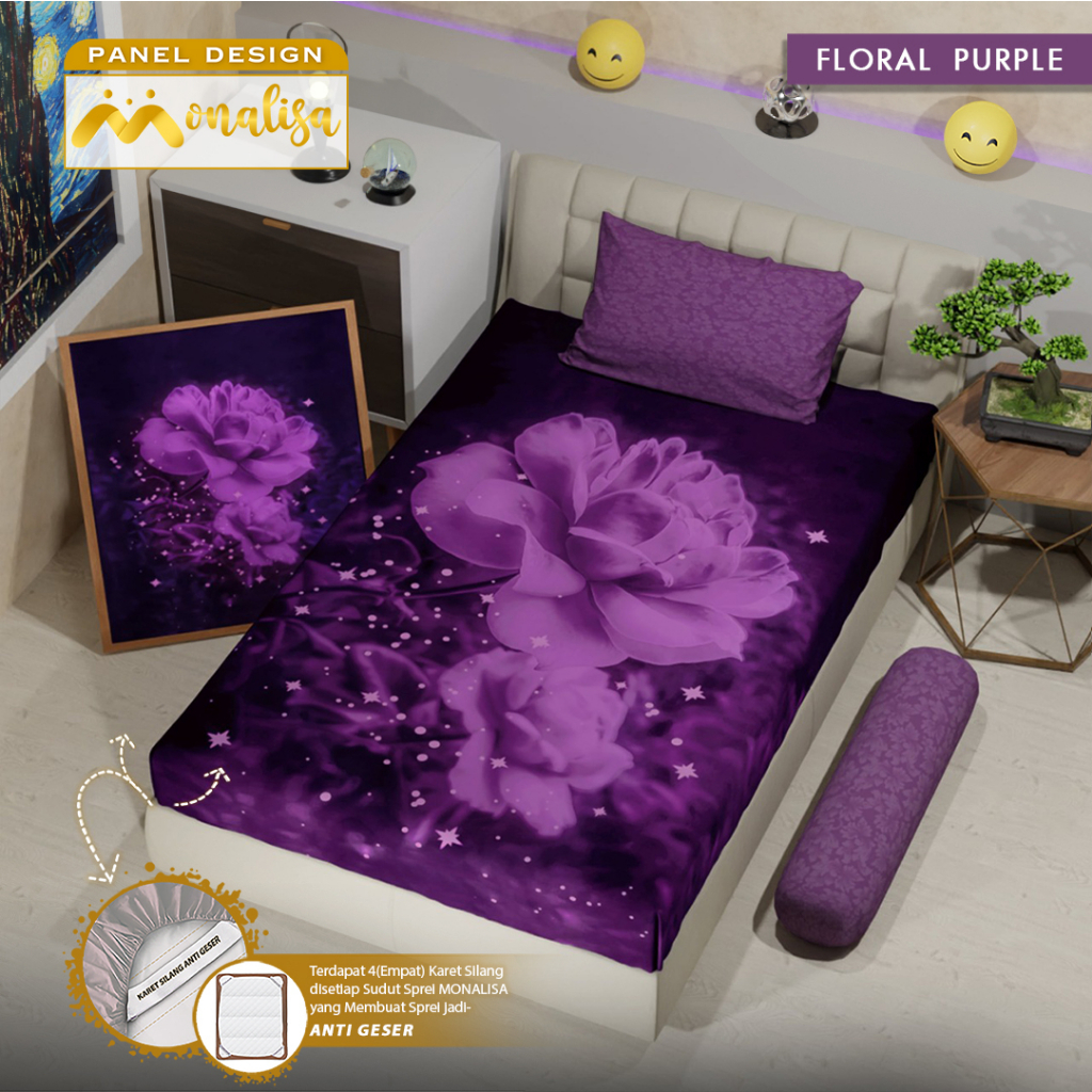 Jual Monalisa Panel Design Sprei Uk 90/120 - Floral Purple | Shopee ...