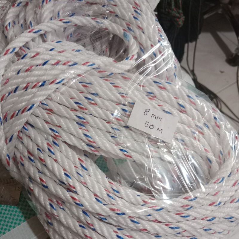 Jual tali tambang mobil bahan PPD 8 mili panjang 50 meter | Shopee ...