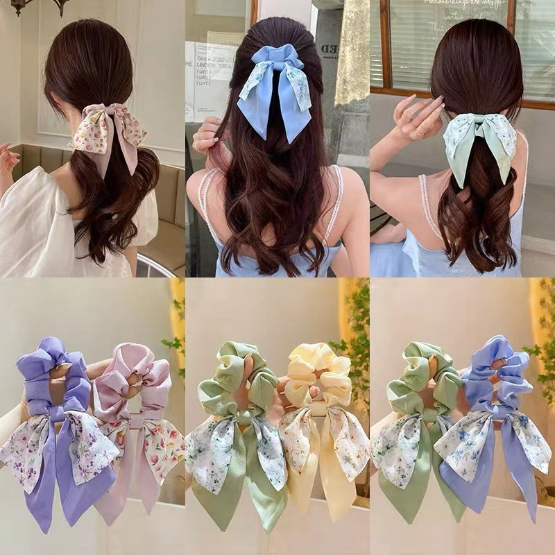 Jual spring scrunchie / ikat rambut pita kain satin korea / scrunchie ...