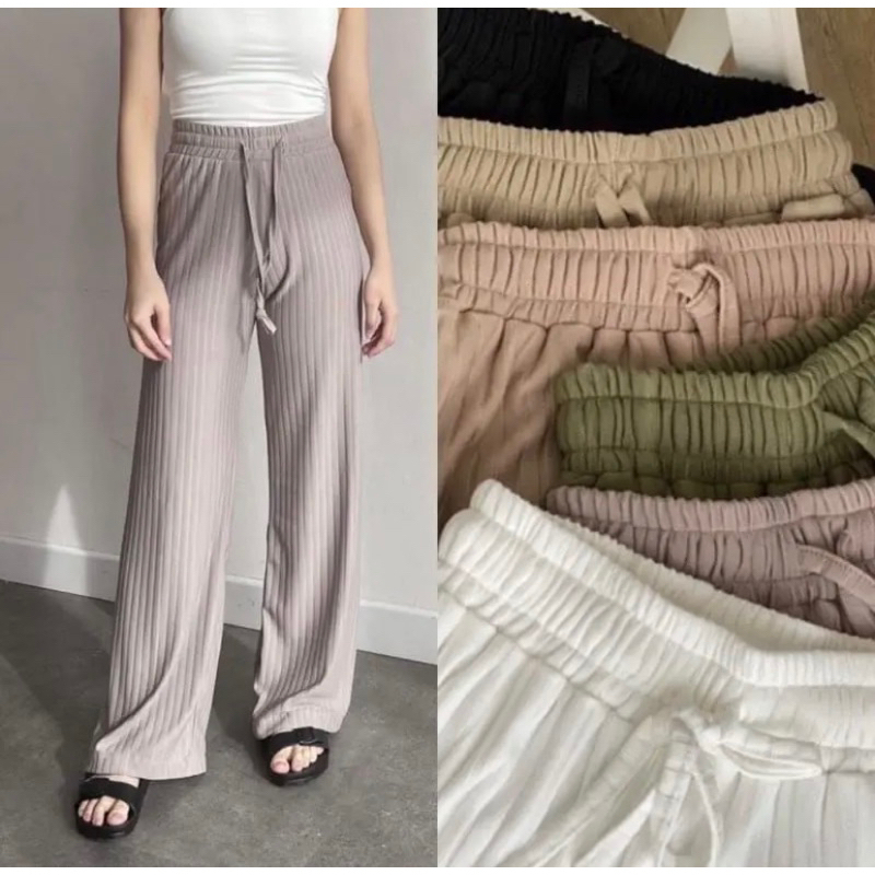 Jual KULOT KNI PANTS TALI / LOOSE PANTS HIGHWAIST KULOT BASIC KNIT ...