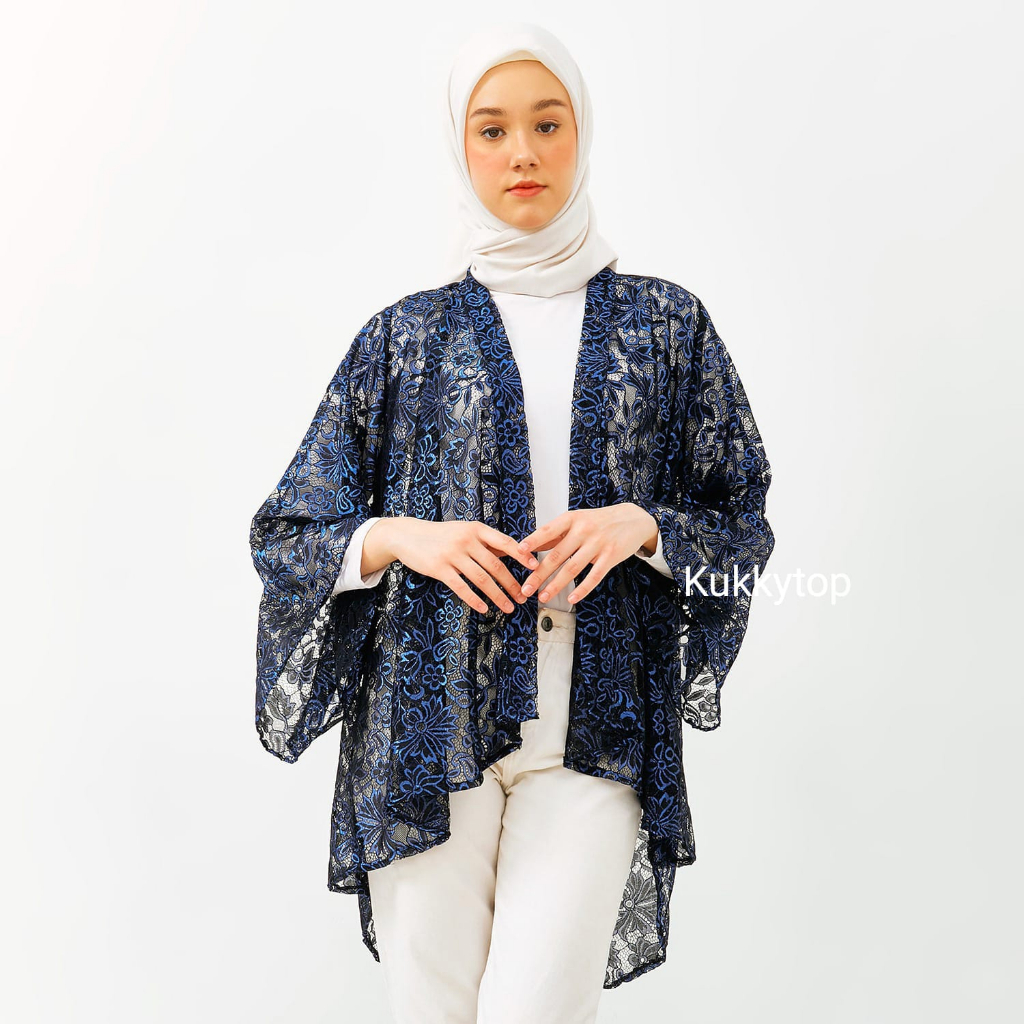 Jual Kukky Top Outerwear Helio Cardigan Brokat Wanita Fashion Muslim ...