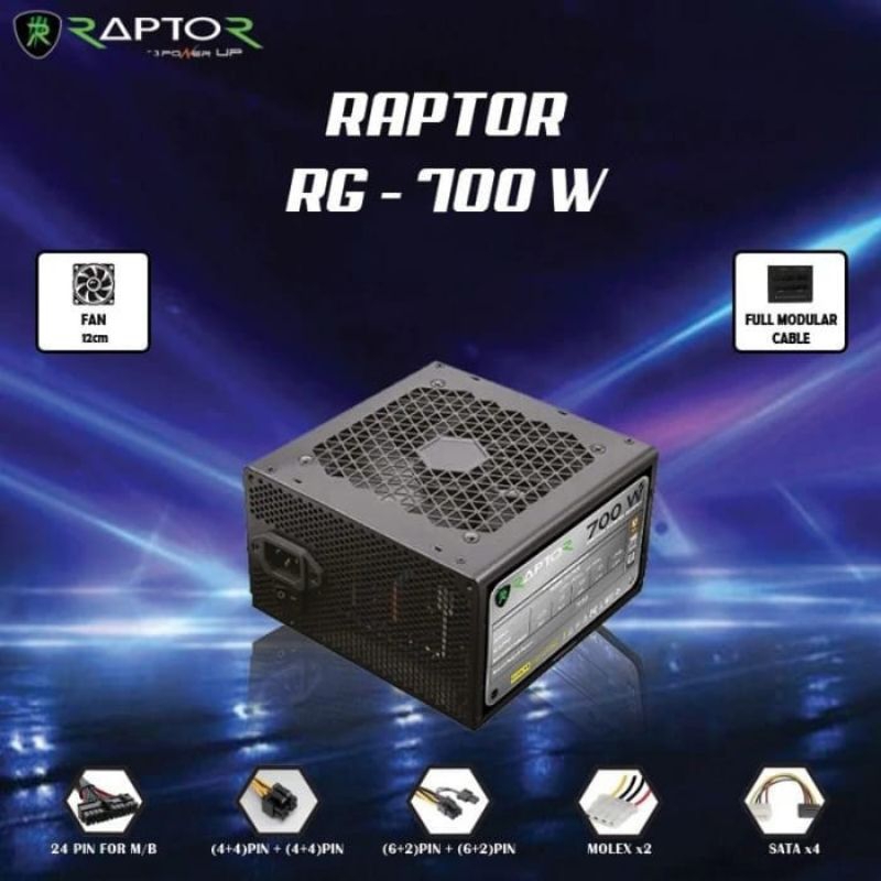 Jual POWER UP RAPTOR RG-700 FULL MODULAR POWER SUPPLY 700W PSU INTERNAL ...