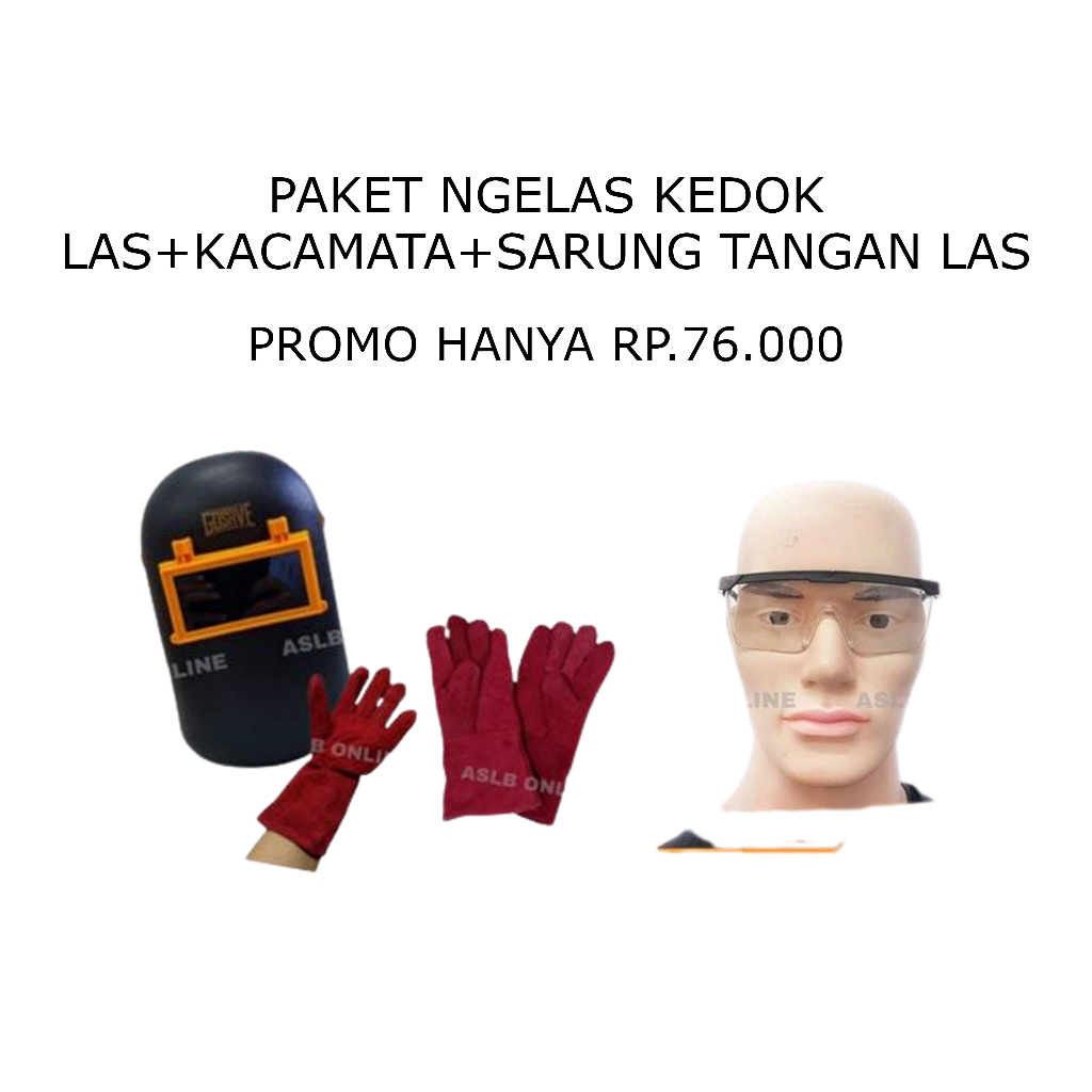Jual PAKET NGELAS HELM KEDOK LAS + SARUNG TANGAN LAS KULIT 14 INCH ...