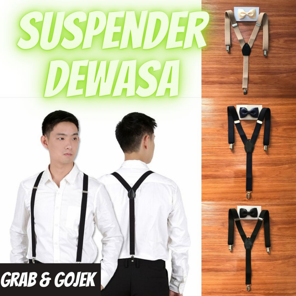 Jual AG | SUSPENDER REMAJA DEWASA SET DASI KUPU-KUPU TALI KODOK JOJON ADJUSTABLE | Shopee Indonesia