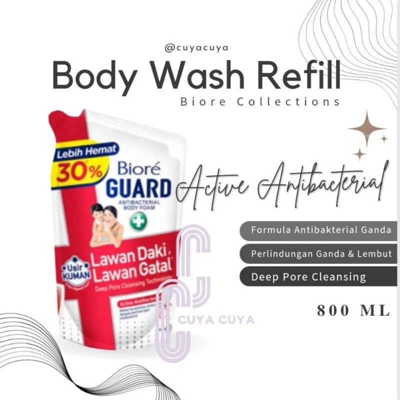 Jual biore sabun mandi cair 800ml 800 ml body wash refill refil all variant biore guard | Shopee ...