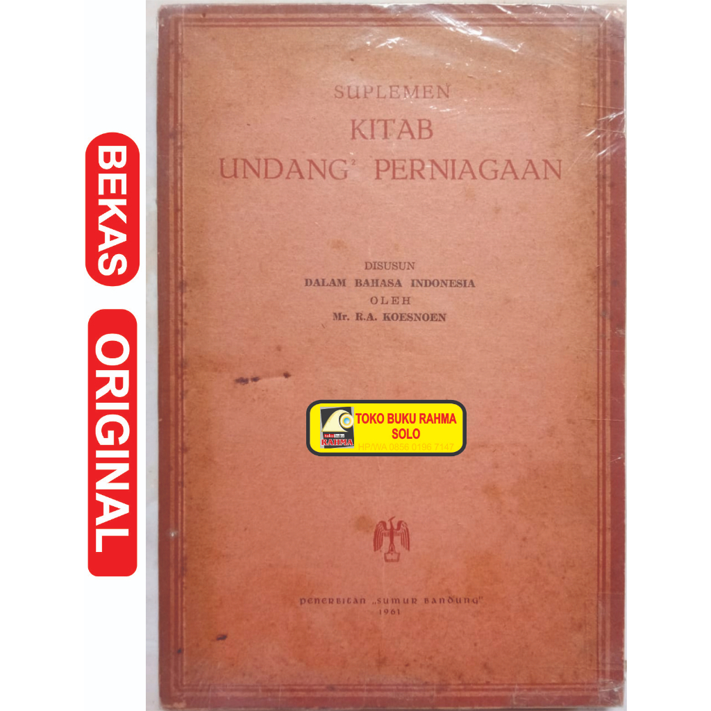 Jual Suplemen Kitab Undang-undang Perniagaan dagang Koesnoen Sumur ...