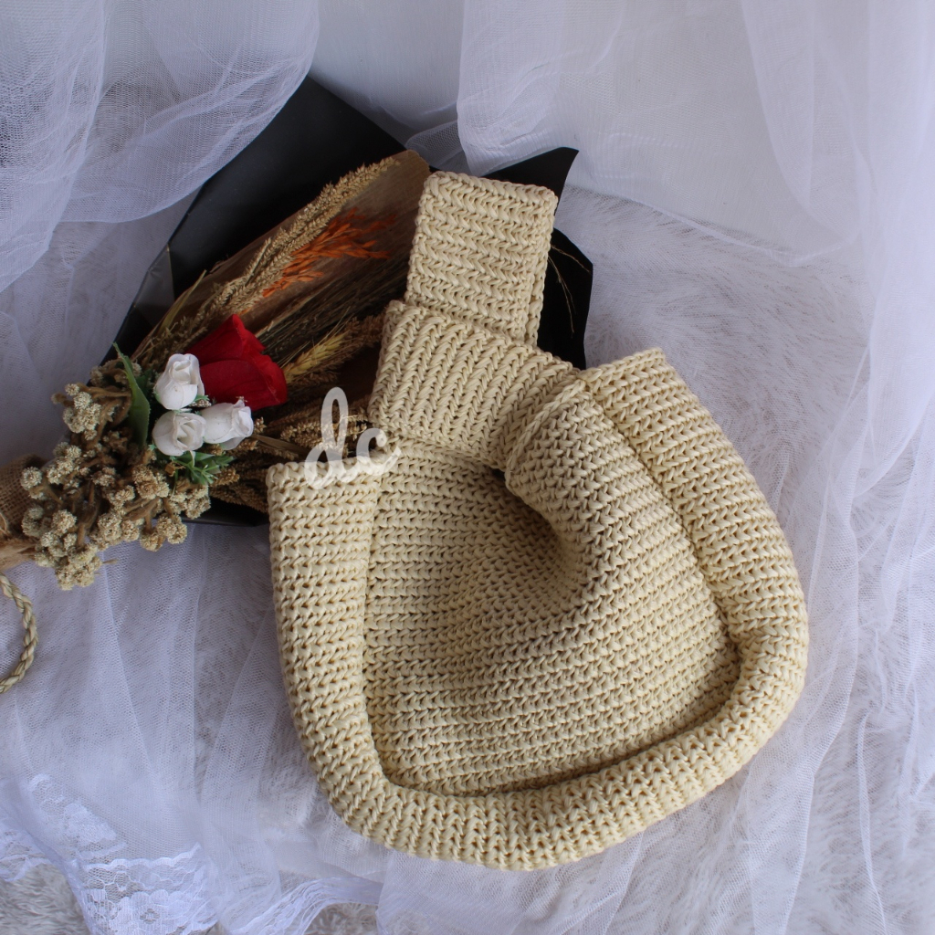 Jual tas hamper knot bag rajut / tas rajut unik ala jepang | Shopee ...