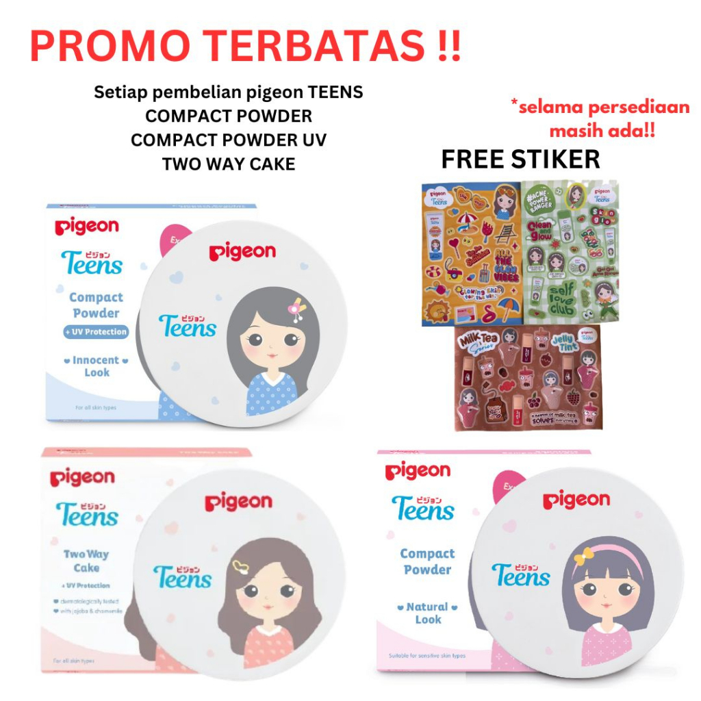 Jual *NEW* Pigeon TEENS TEEN Compact Powder UV Protection Two Way Cake ...
