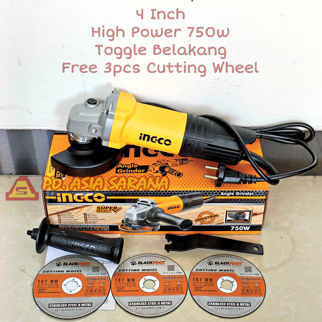 Jual Angle Grinder 4" Inch INGCO AG750282 750w Mesin Gerinda Tangan ...