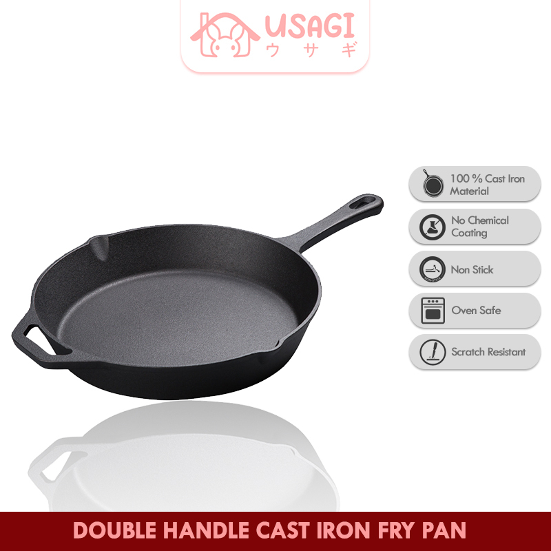 Jual USAGI Double Handle Cast Iron Fry Pan / Wajan Besi Panci ...