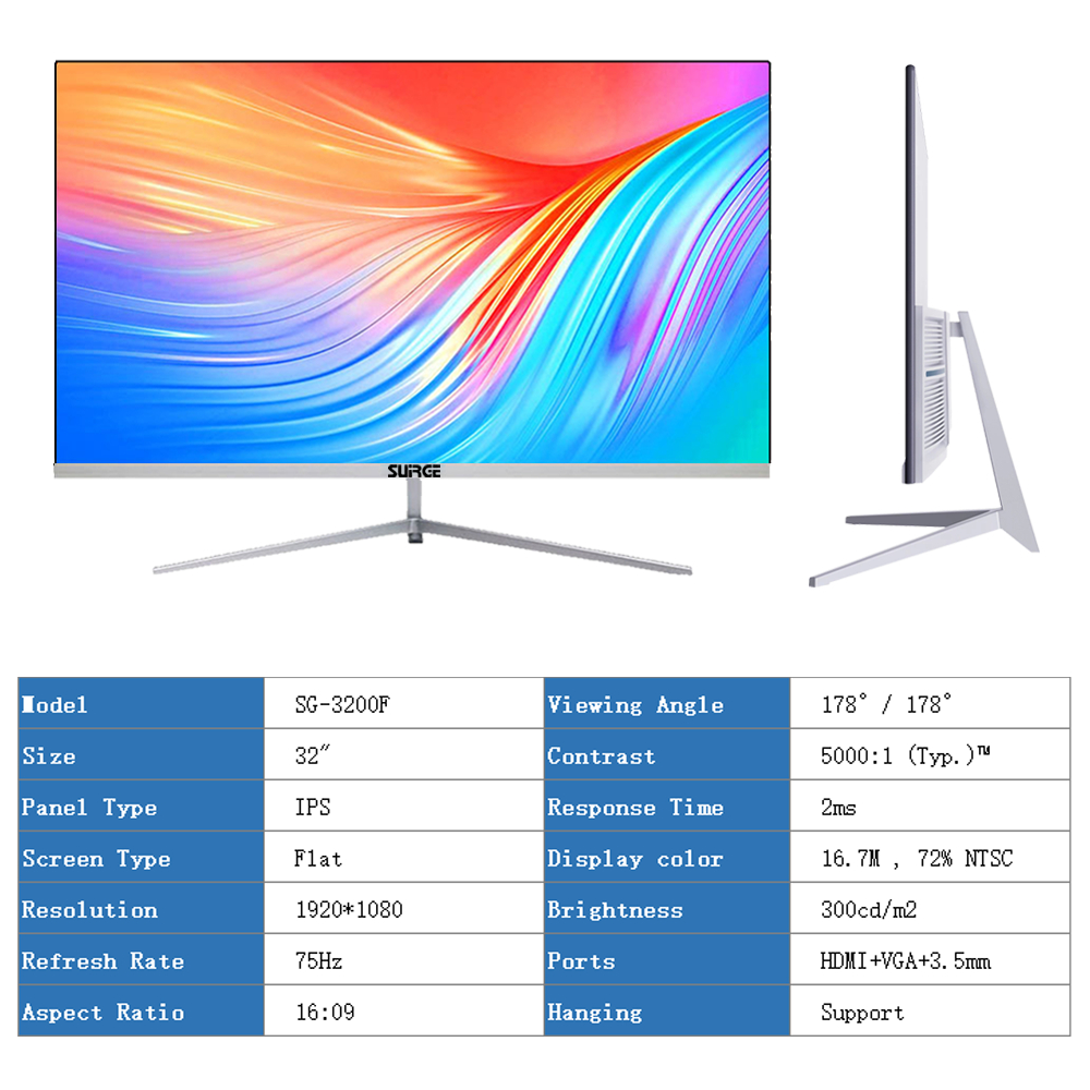 Jual SUIRGE Monitor 32" Curved 3000R 1080P HD No Border IPS Panel ...