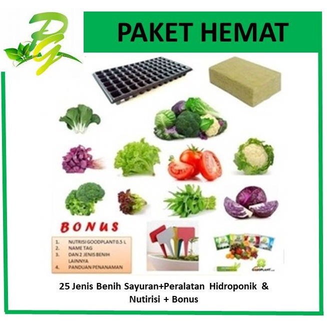 Jual Paket Hemat 25 Jenis Benih Bibit Sayuran + Peralatan Hidroponik + Nutrisi + Bonus | Shopee ...