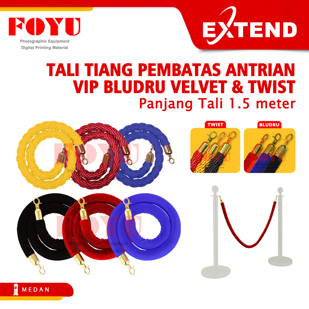 Jual Tali Tiang Antrian Antrean VIP Bludru Velvet Twist Queue Line Pole ...