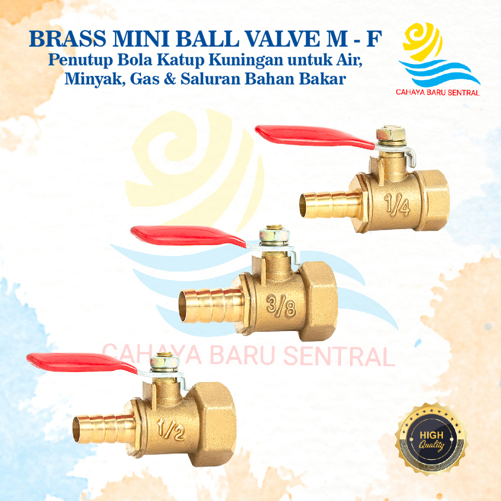 Jual Stop Kran Ball Valve Kuningan 1/2 Inchi HARGA TERMURAH 1/8 1/4 / 3/8 M-F | Shopee Indonesia