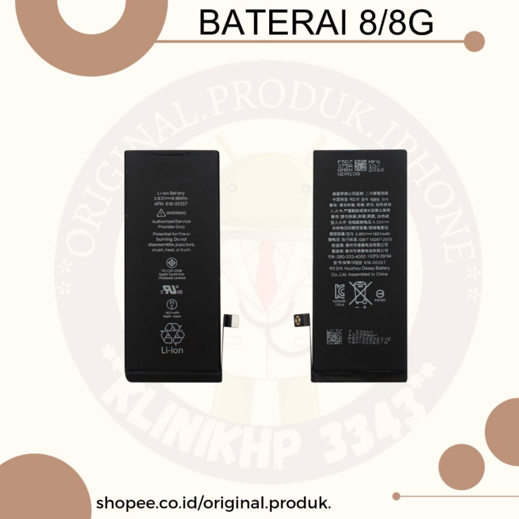 Jual BATERAI / BATERAY 8/8G 1821mAh ORIGINAL GARANSI | Shopee Indonesia