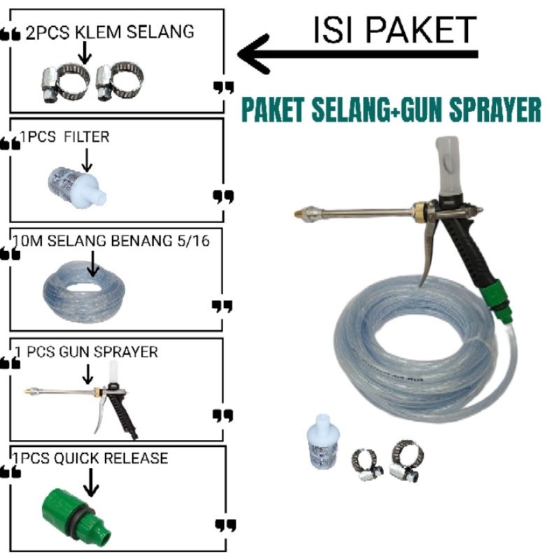 Jual Gun Sprayer Jet Steam cuci mobil motor + Selang benang 5/16 inch ...