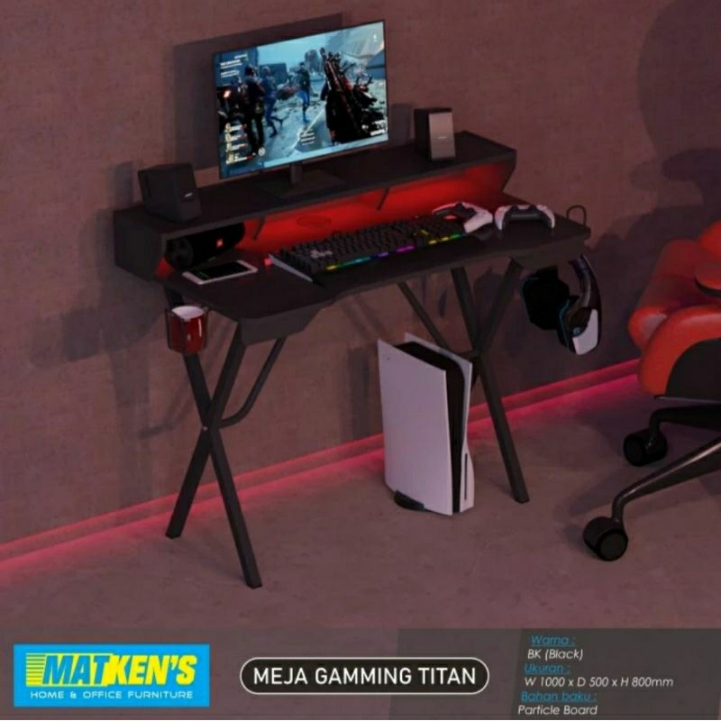 Jual MEJA GAMING TITAN MATKEN'S LED - KIRIM SEINDONESIA | Shopee Indonesia