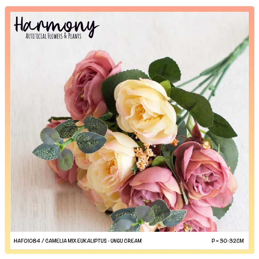 Jual bunga plastik artificial camelia peony buket hiasan dekorasi ...