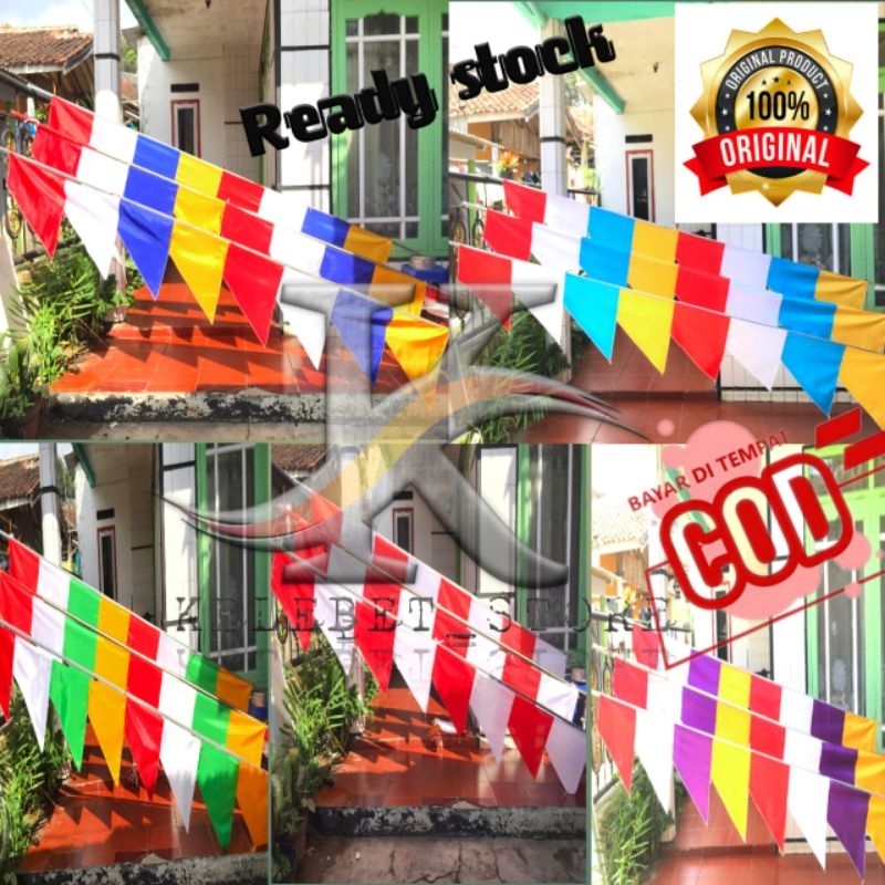 Jual Bendera umbul umbul merah putih warna warni gergaji 8 daun panjang 2,7m | Shopee Indonesia