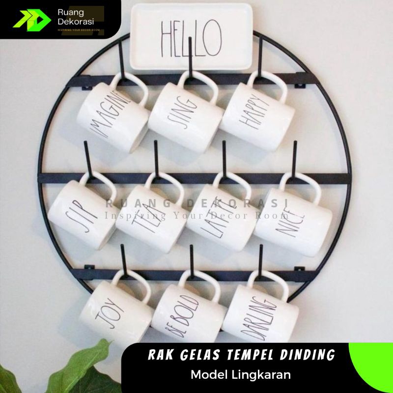 Jual Rak Gelas Kopi Tempel Dinding Unik Rak Dapur Tempel Dinding Rak ...