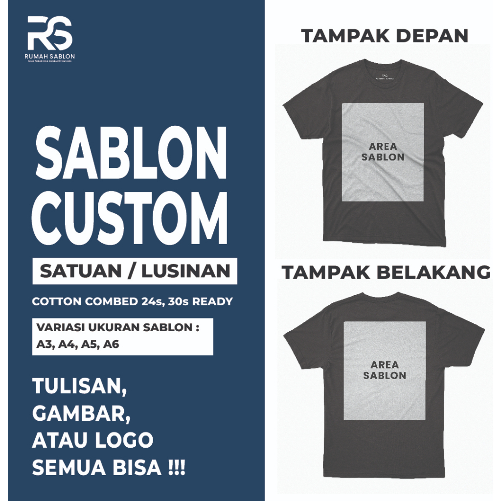 Jual JUAL KAOS SABLON CUSTOM SATUAN/LUSINAN DESAIN BEBAS SESUAI DENGAN ... Jual JUAL KAOS SABLON CUSTOM SATUAN/LUSINAN DESAIN BEBAS SESUAI DENGAN ...