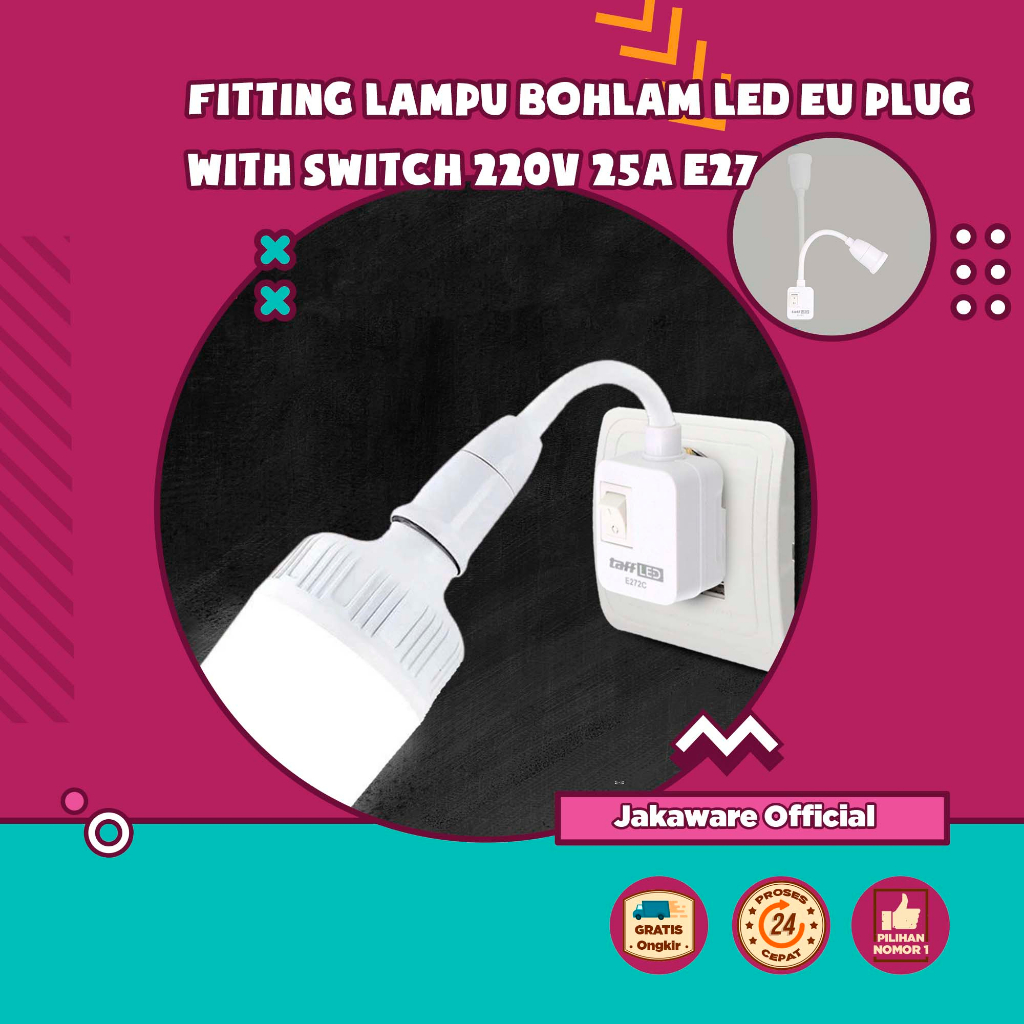 Jual FITTING LAMPU EU E27 WALL SOCKET LAMP HOLDER 25CM COLOK BOHLAM STUDIO PORTABLE EU PLUG ...