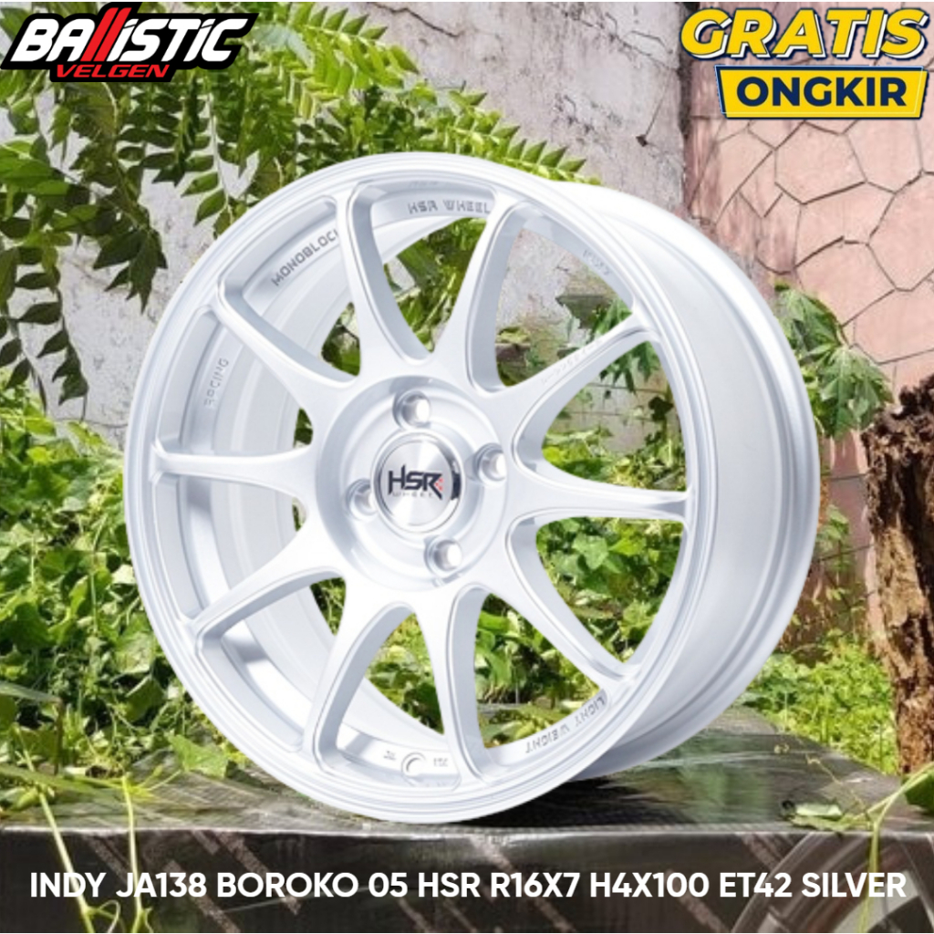 Jual Pelek racing mobil ring 16 HSR Indy Pcd 4x100 ET42 silver velg r16 Calya Sigra Rio Mazda2 ...