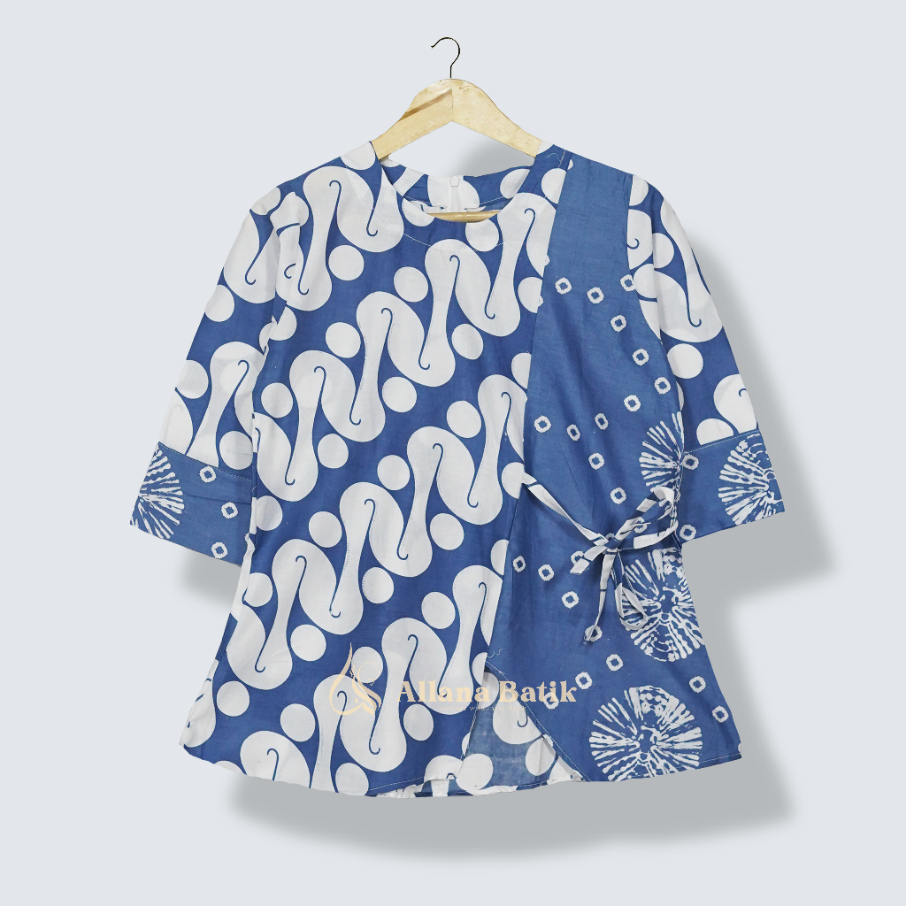 Jual tey-17 Batik wanita ASJ SA HRB026 Kenongo Kemeja Tosca Pendek | Shopee Indonesia