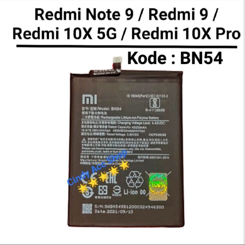 Jual Baterai Redmi Note 9 Redmi 9 Redmi 10X 5G Redmi 10X Pro BN54 Batre ...