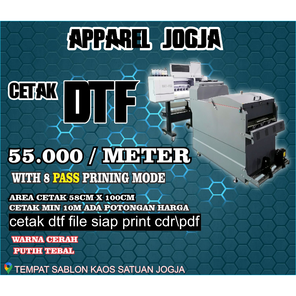 Jual JASA PRINT \ CETAK DTF HIGH QUALITY LARG FORMAT 58 X 100 CM BERGARANSI | Shopee Indonesia
