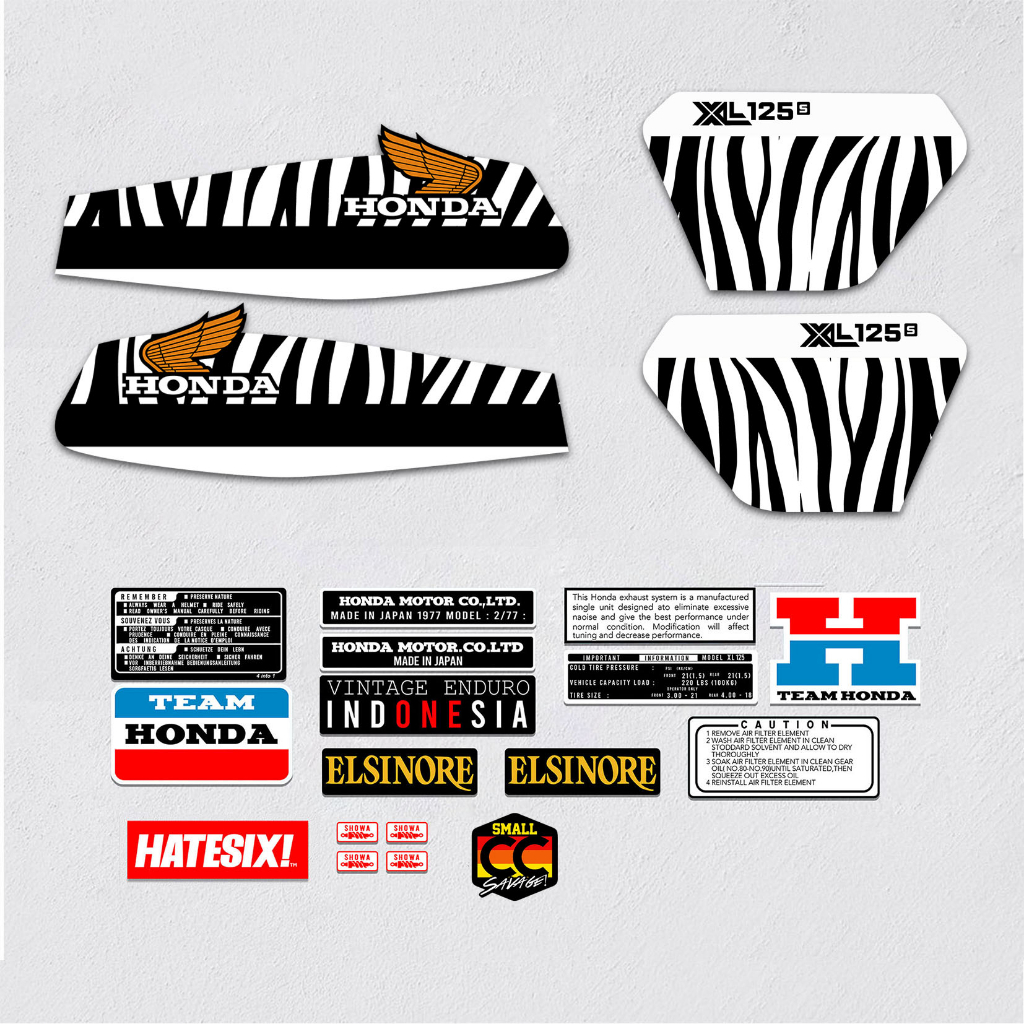 Jual Sticker Decal Honda XL 125s Small CC Savage Zebra Hatesix | Shopee ...