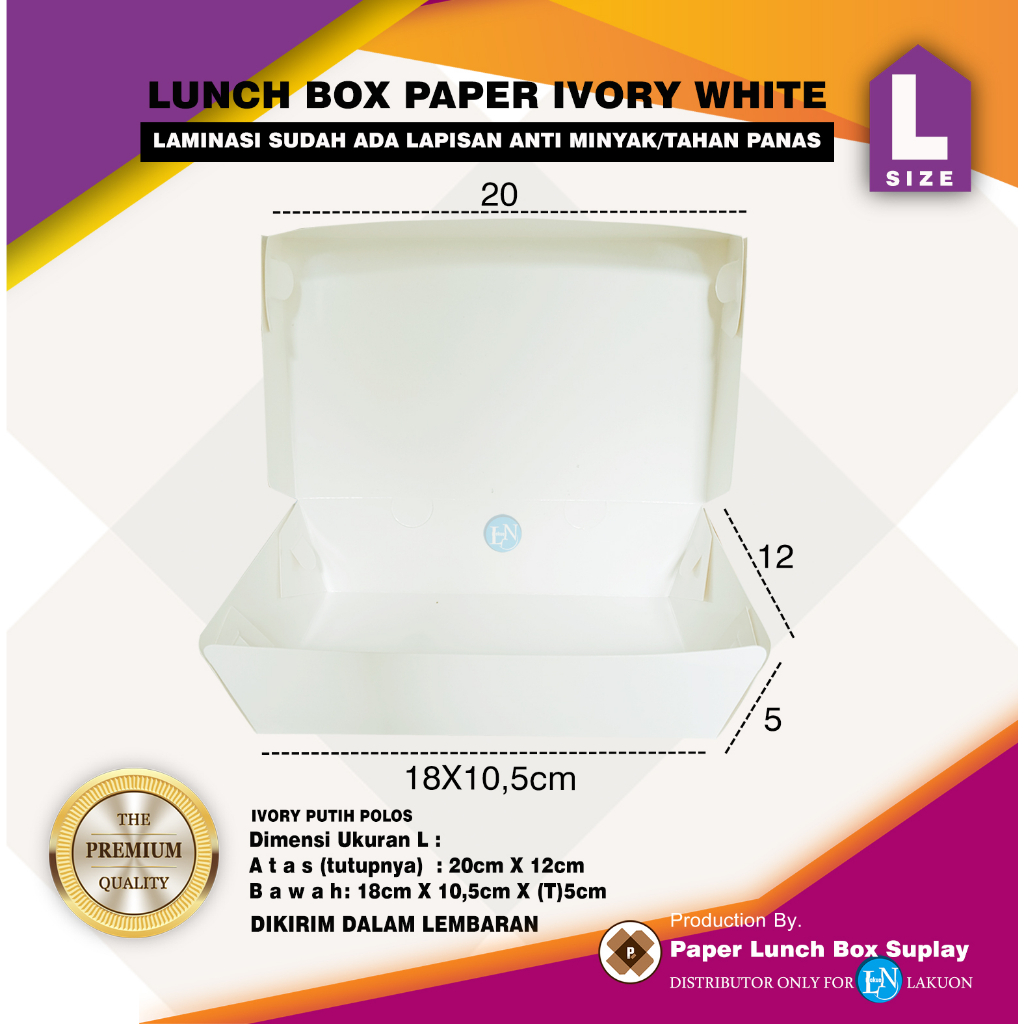 Jual LUNCH BOX PAPER SIZE L IVORY ECO FOOD GRADE LAMINASI FULL ...
