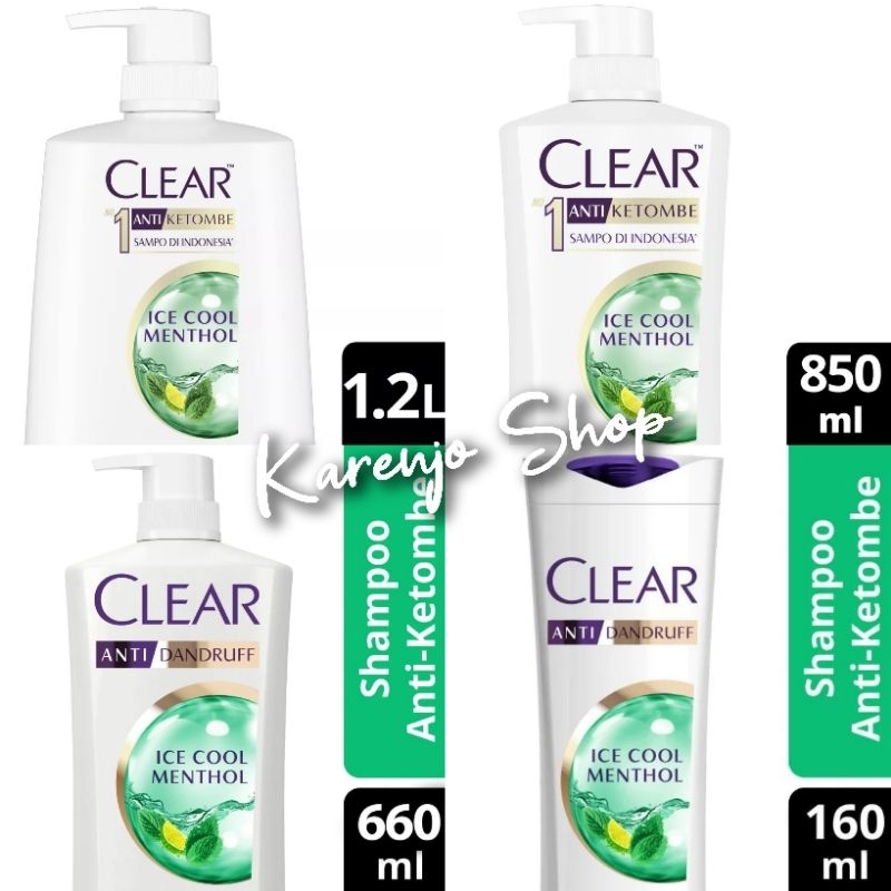 Jual CLEAR Anti Dandruff Shampoo Ice Cool Menthol 300ml 1200ml 850ml ...