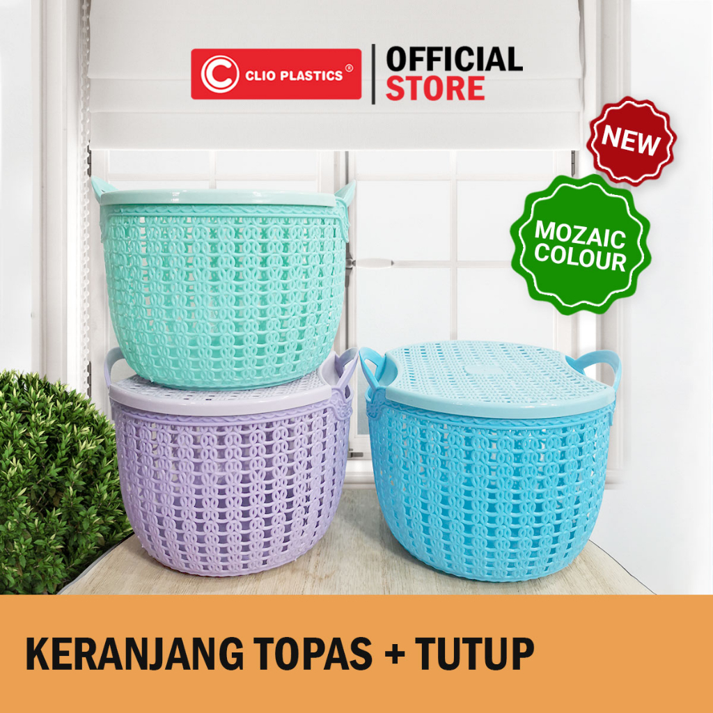 Jual Clio Plastic Mozaik - Topas + Tutup - Keranjang / Storage Box Serbaguna / basket penyimpan ...