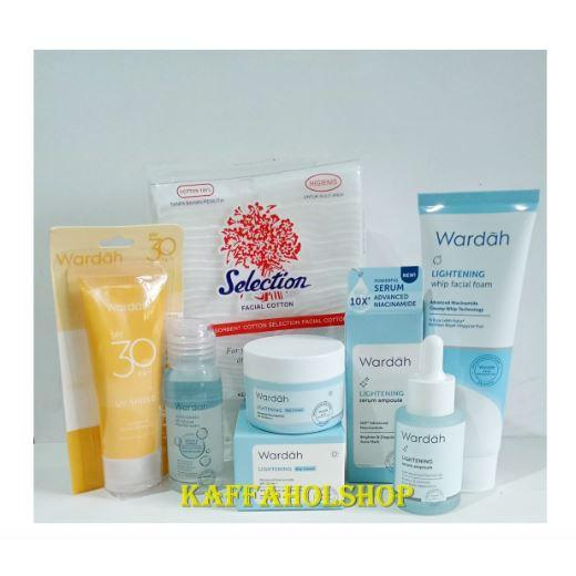Jual Wardah Lightening Paket 5 pcs Perawatan kulit Wajah Glowing Gratis Kapas | Shopee Indonesia